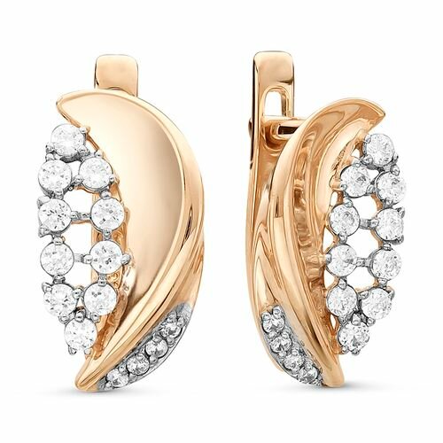 Серьги, золото, 585 проба, фианит