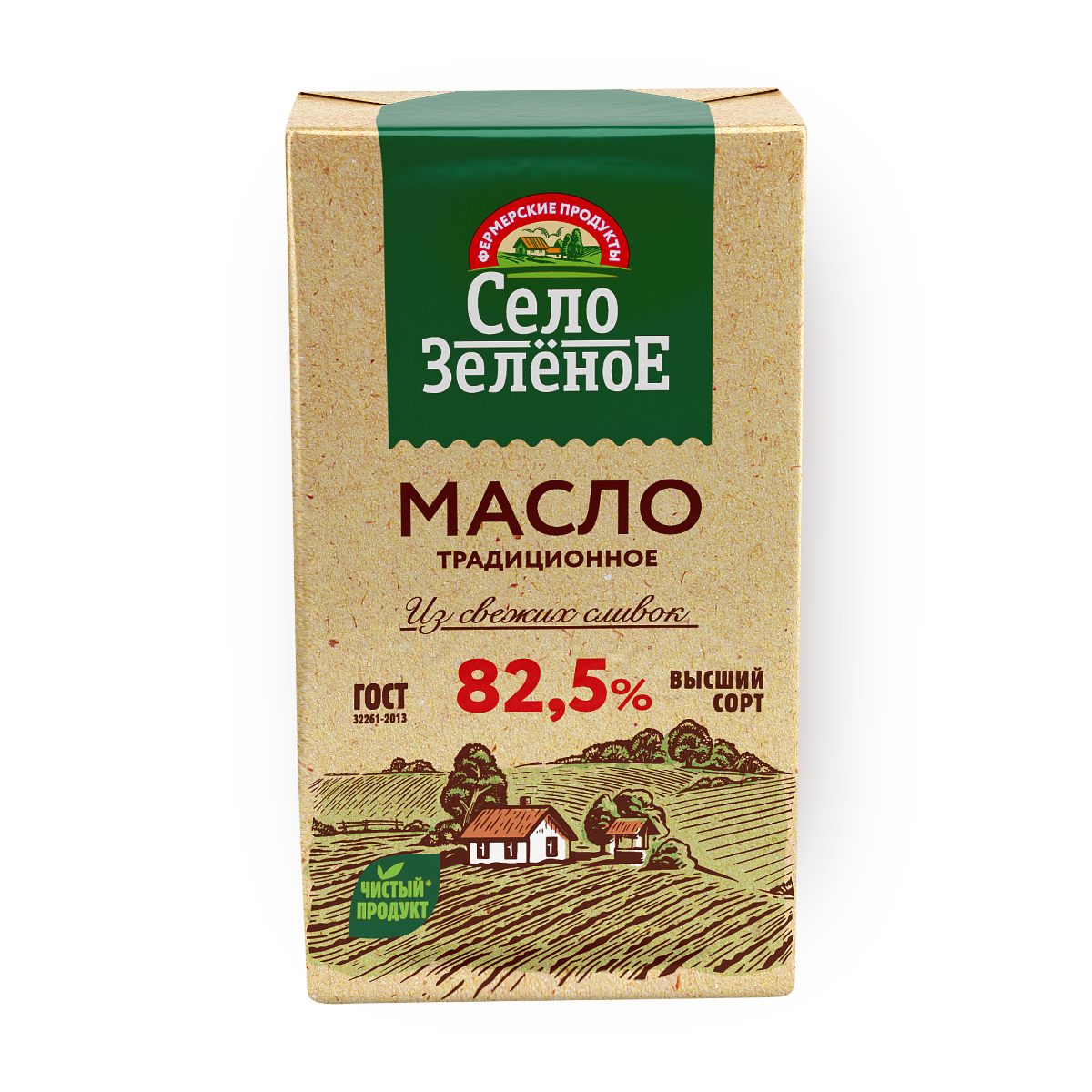 Масло сливочное Село Зелёное, жирность 82.5%, традиционное, 175 г