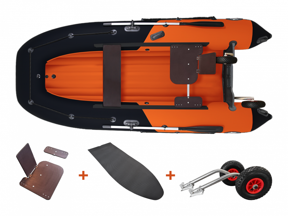 Комплект надувная лодка НДНД Grouper 350 Премиум (серо-красный)