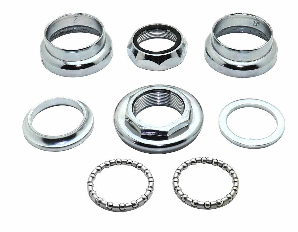 Детали рулевой колонки резьбовая 1" (22,2/34/27 мм, общ. h37,5 мм хром) FP-H522(компл)