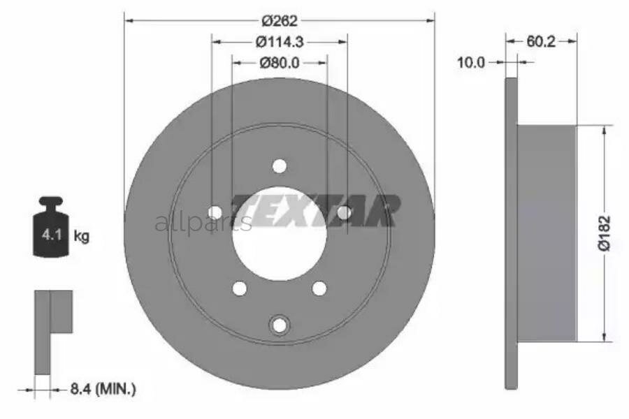 TEXTAR 92227403 92227403 диск тормозной задний!\ Mitsubishi Lancer 1.5/1.8/2.0 Di-D 08>