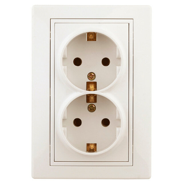 INTRO Plano розетка 2 поста с заземлением слоновая кость настенная электрическая розетка