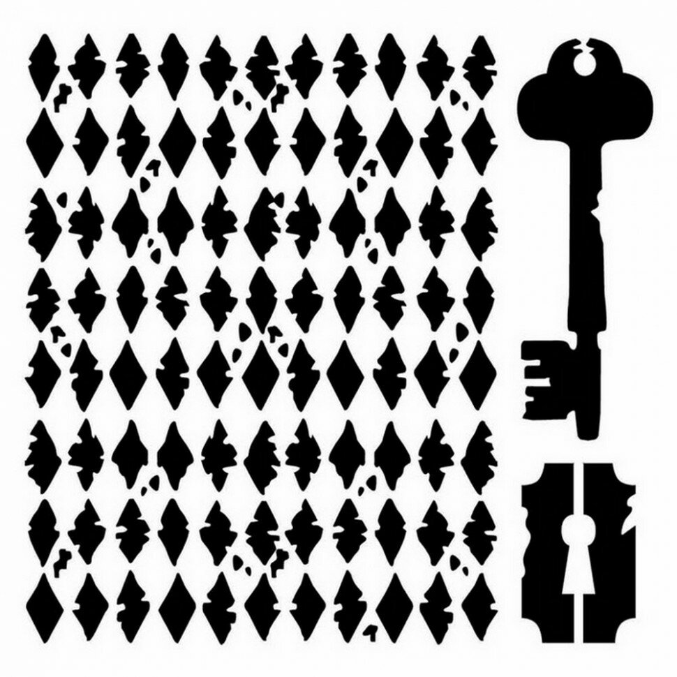 Stamperia KSTDQ01 Трафарет "Фактура ромбов, ключ и скважина" серии Mix Media 3D эффект, 18 х 18 см