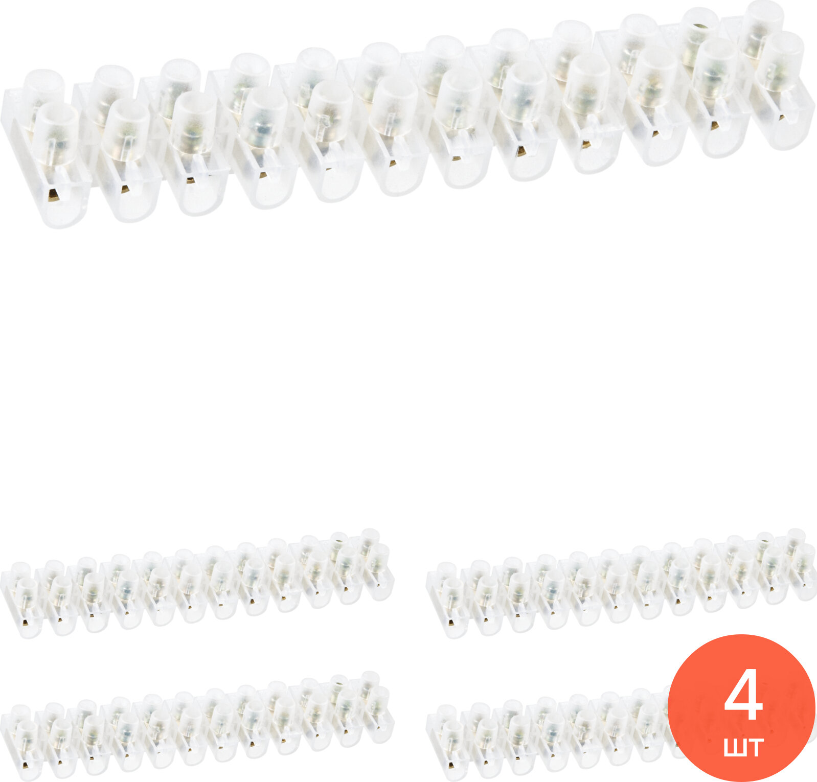 Клеммная колодка Navigator / Навигатор NTB-UPE-S12-3/WH винтовая, в корпусе из термопласта белая, 12 пар, сечение 1-4мм2, 3А, 400В / электрика (комплект из 4 шт)