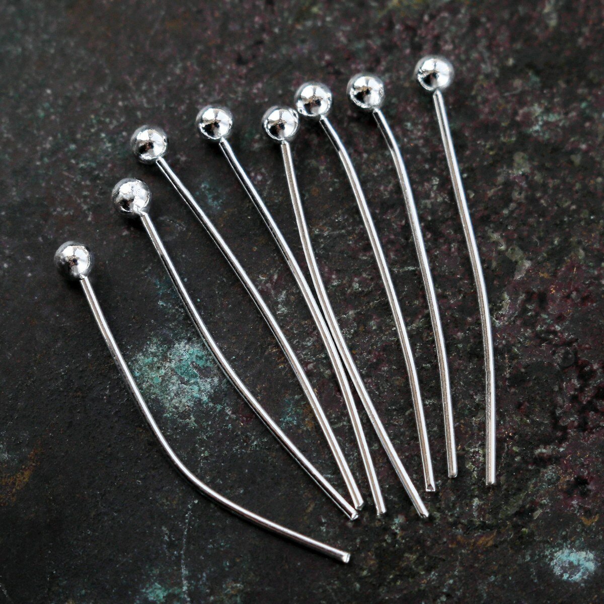 Пины с шариком (упаковка 10 г, примерно 180 шт.), цвет серебро, размер 20х0.5 мм