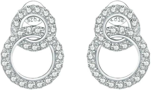 Серьги bamoer, серебро, 925 проба, фианит