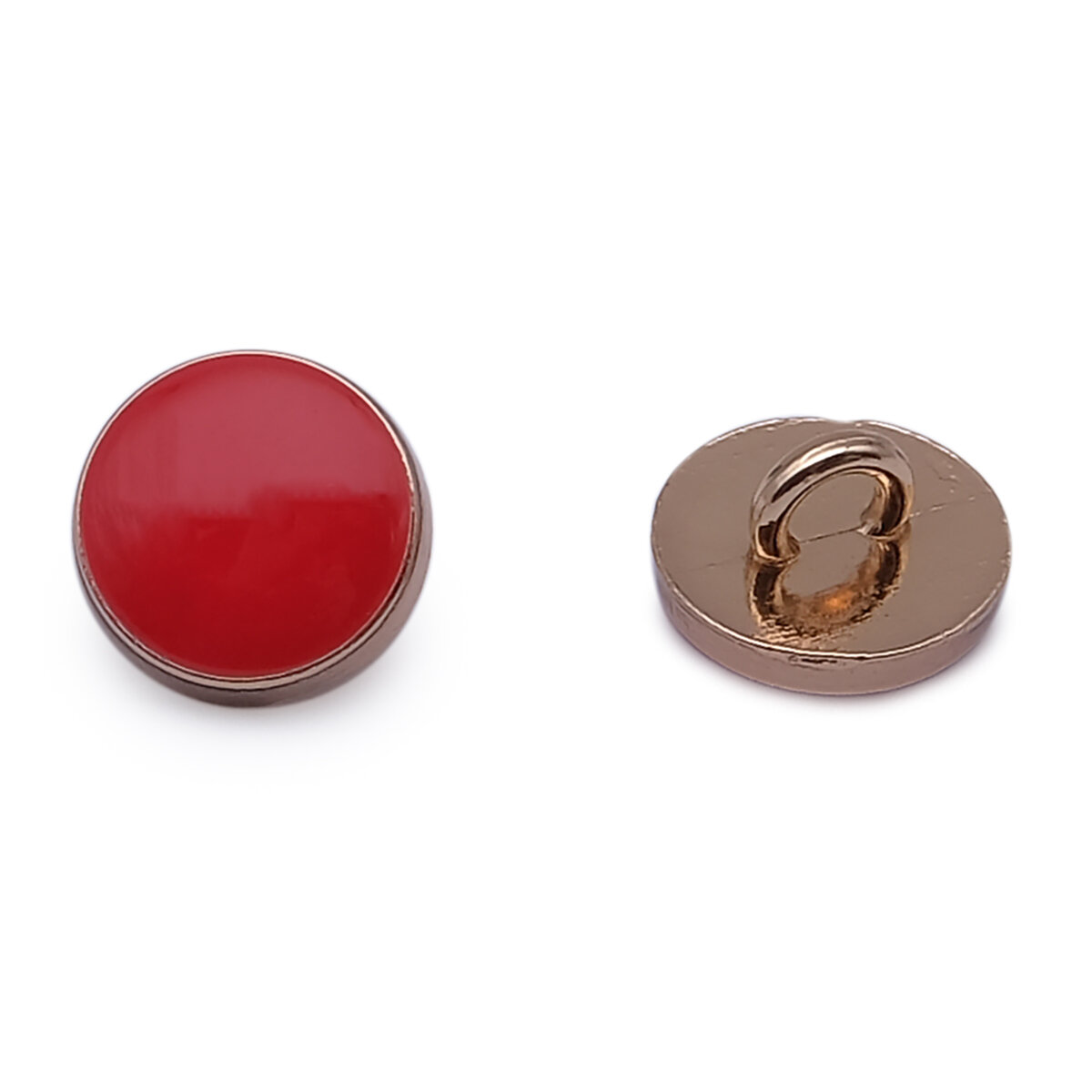 Пуговица 18L (11 мм), на ножке, металл, ME s-2013 (красный, золото), 36 шт