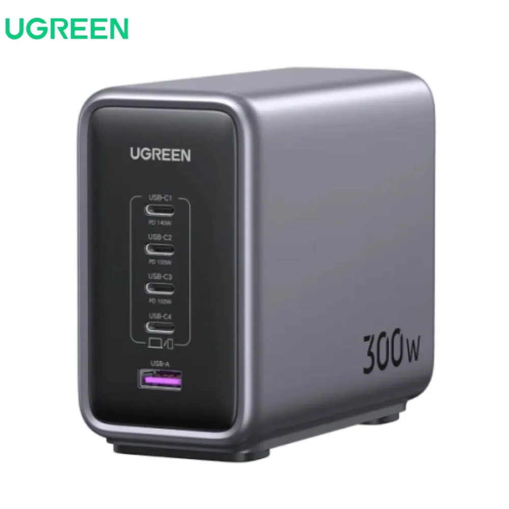 Сетевое зарядное устройство Ugreen CD333 1хUSB-A + 4х USB-C Nexode 300W PD Gan Fast Charger (90903B) серый