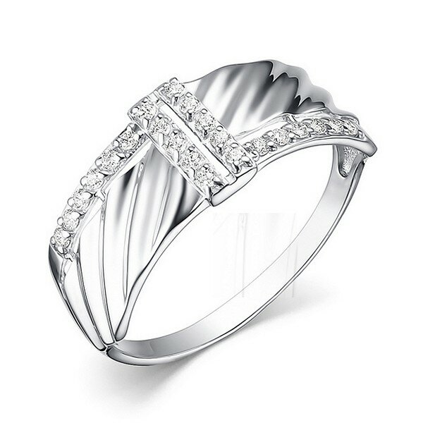 Кольцо, серебро, 925 проба, родирование, фианит