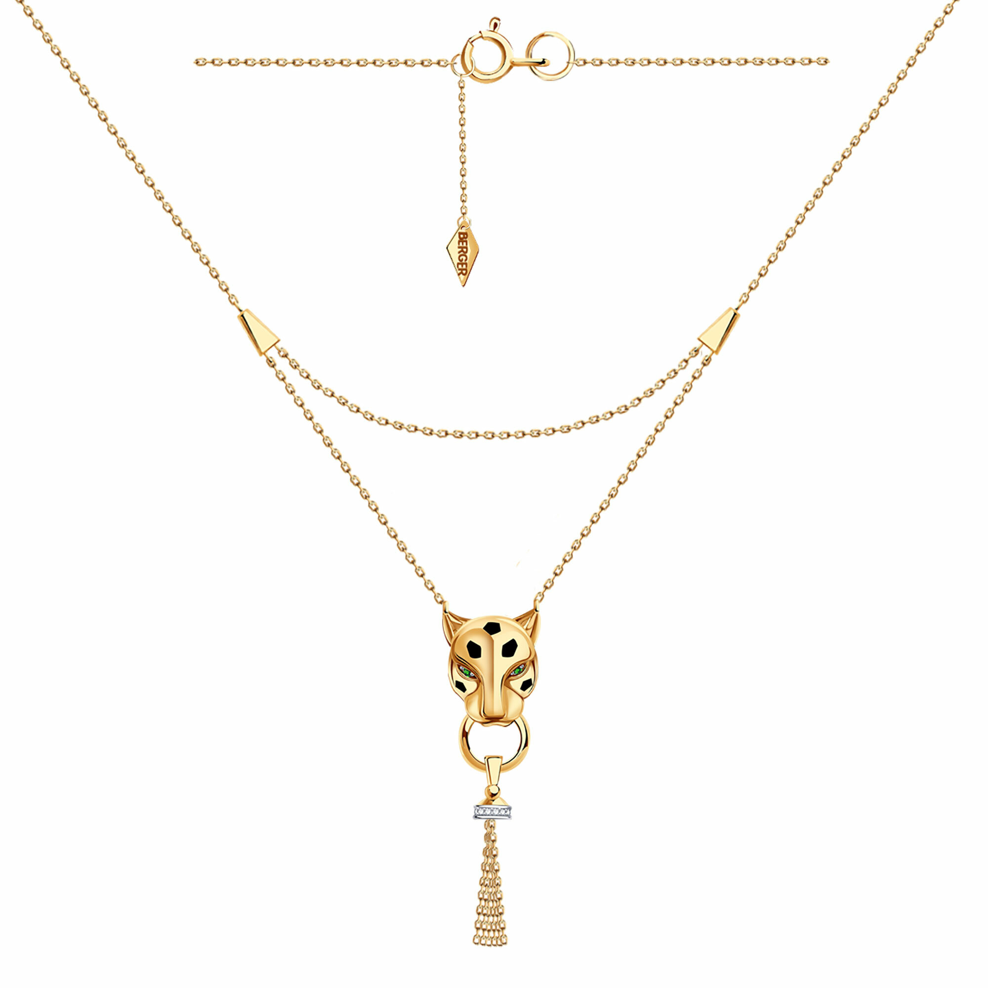 Колье, красное золото, 585 проба, фианит, эмаль