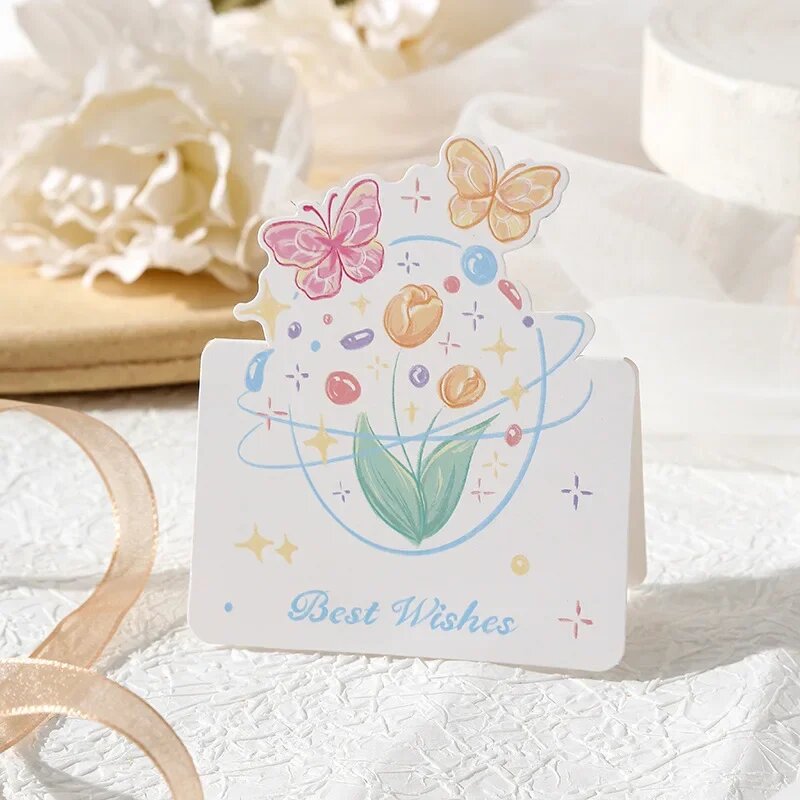 Открытка с бабочками и тюльпанами, Best Wishes, цвет type4