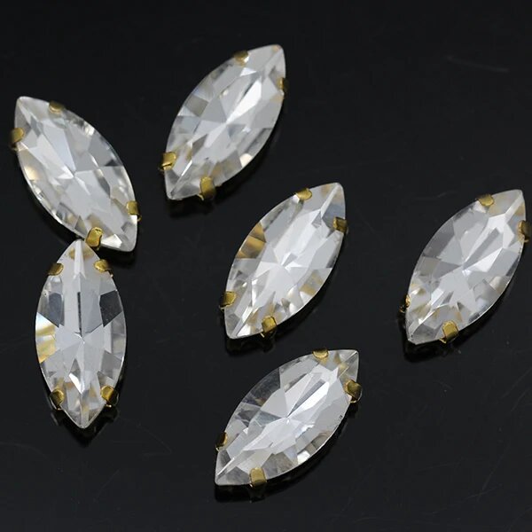 Стразы конский глаз 9x18 мм, clear, 12шт