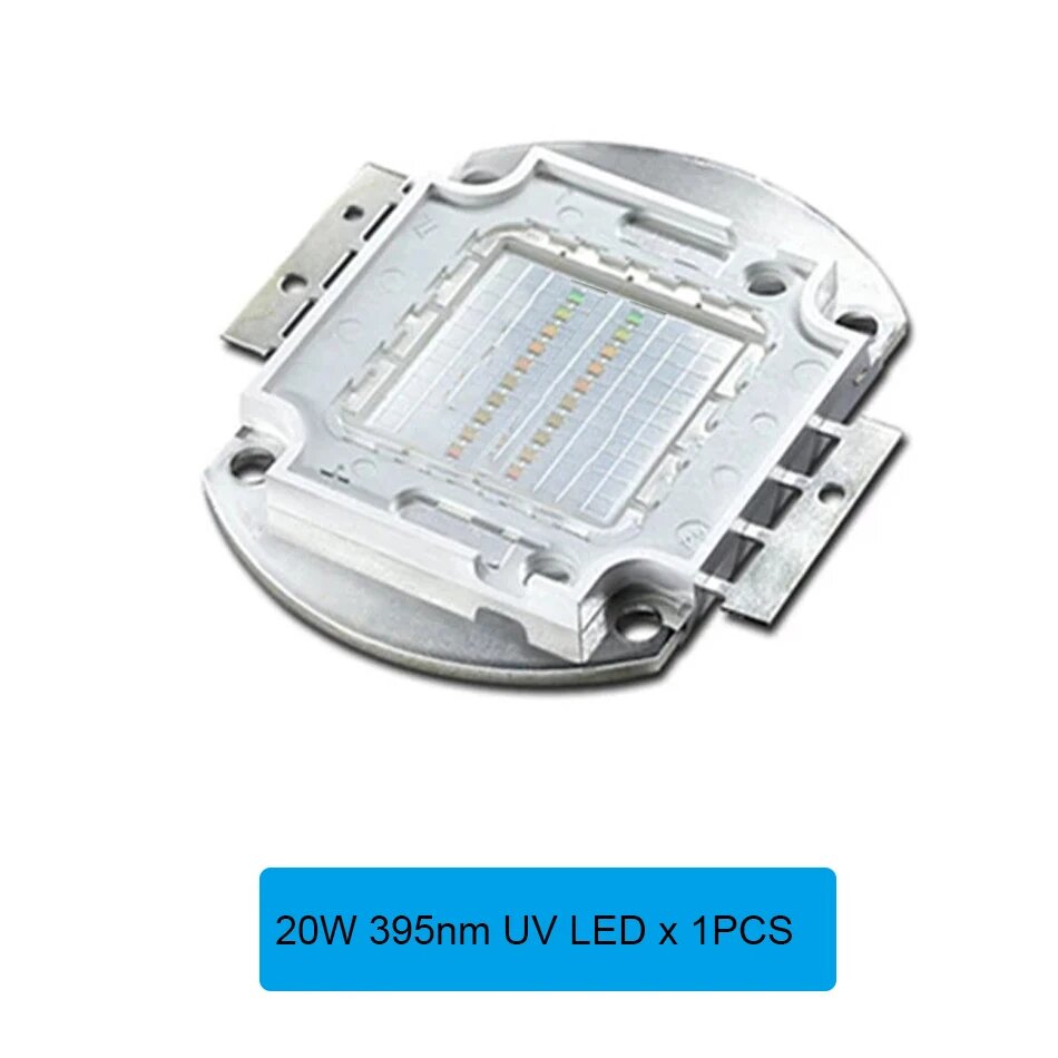 395 нм УФ-ультрафиолетовый светодиод 3 Вт 5 Вт 10 Вт 20 Вт 50 Вт 100 Вт Чип Светодиод высокой мощности фиолетовый 395-400 нм