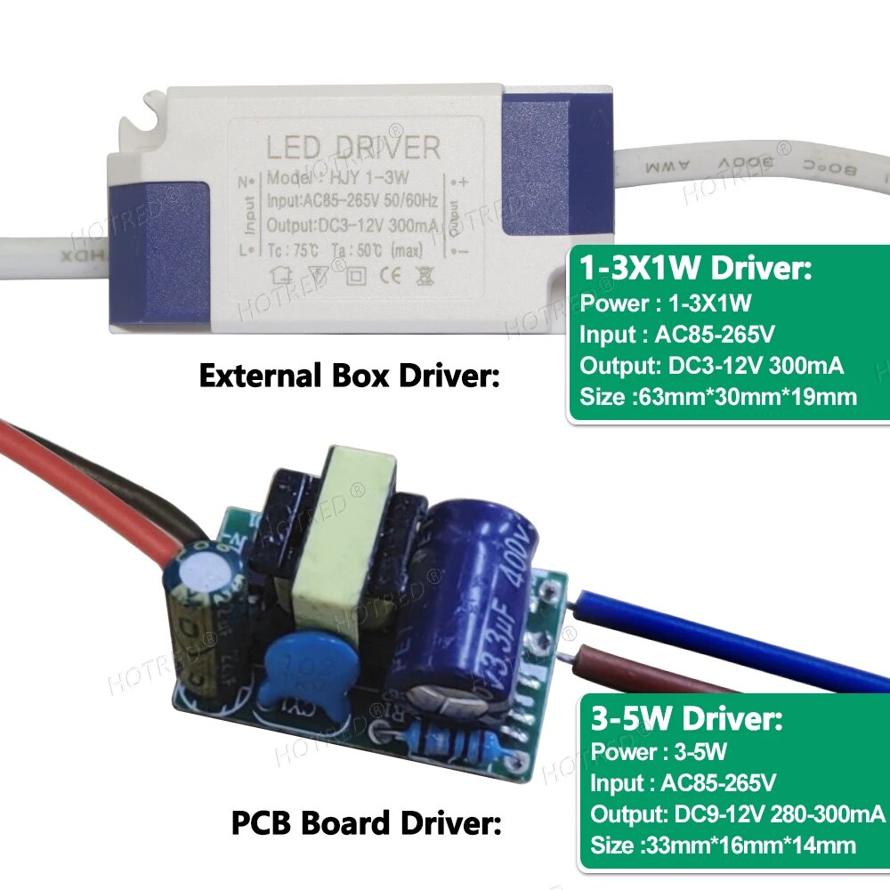 Трансформатор освещения HotRed 280 мА 1-36 Вт 1-3W DC3-12V, External Box Driver