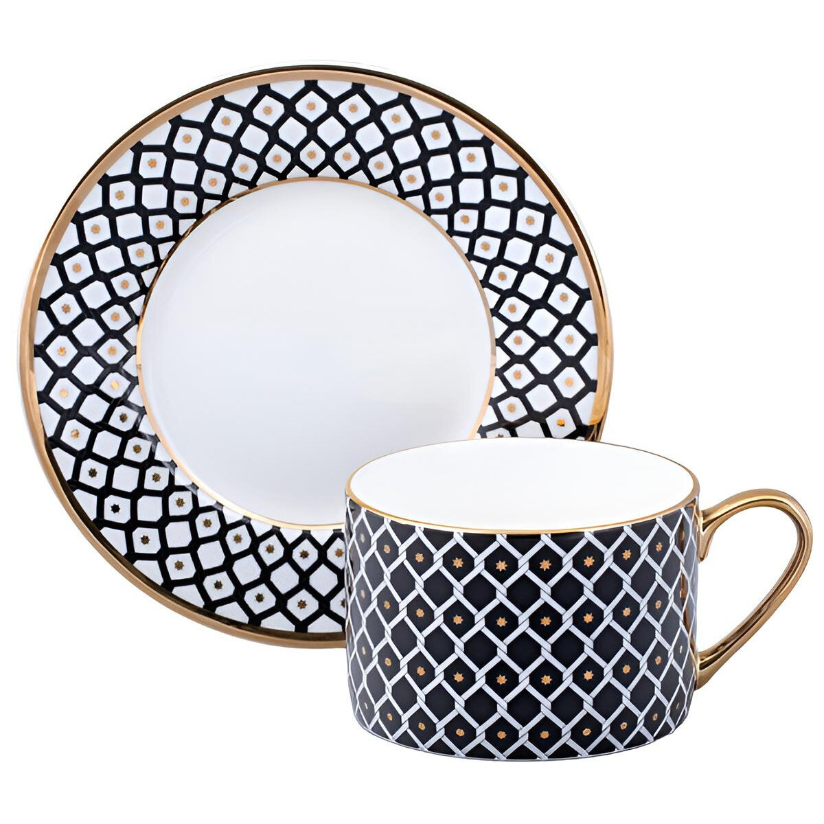 Чашка с блюдцем ИФЗ Идиллия, Неро 2, 250мл, костяной фарфор 81.31117.00.1