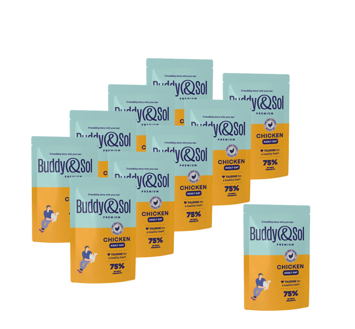 Buddy&Sol PREMIUM ADULT для взрослых кошек (курицав соусе) 0,085г x 10 шт.