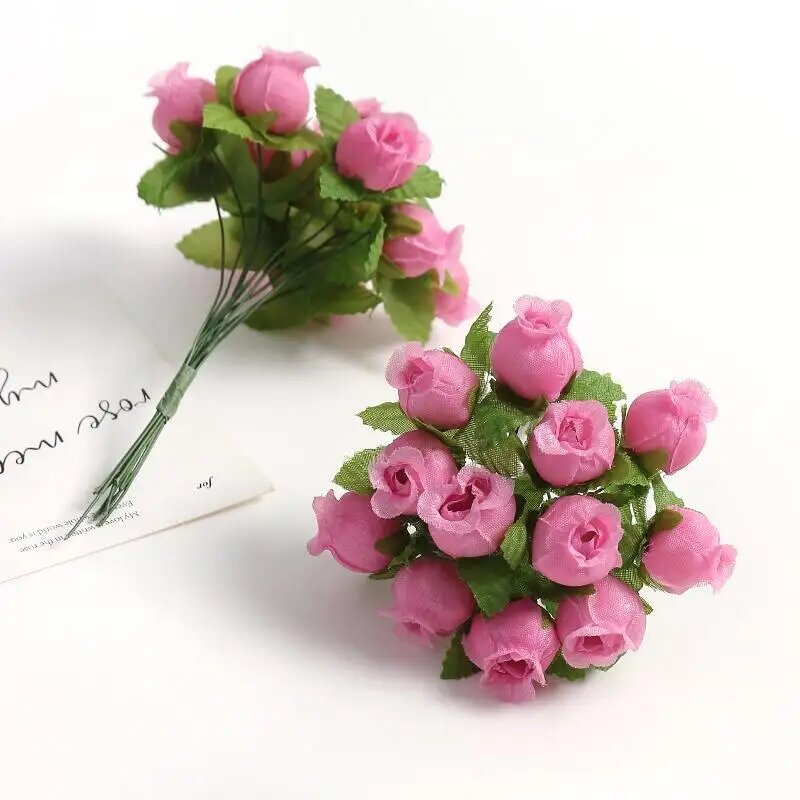 Искусственные розы из шелка, 12/36/72/144 шт. Розовый, 12PCS, Dark Pink