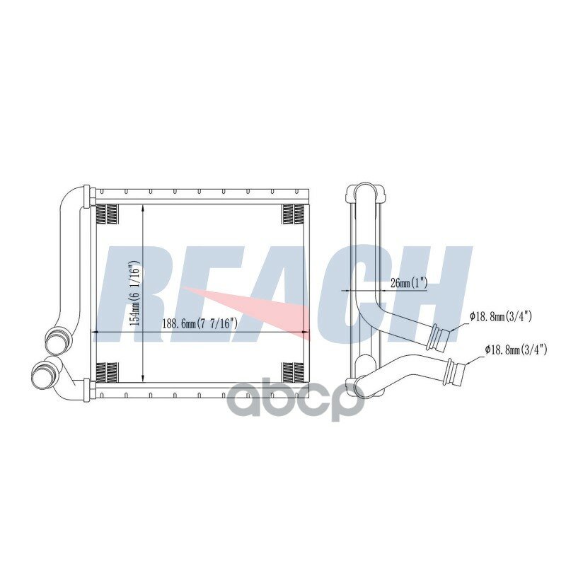 Радиатор печки VW-GOLF 03- REACH арт. 11811891