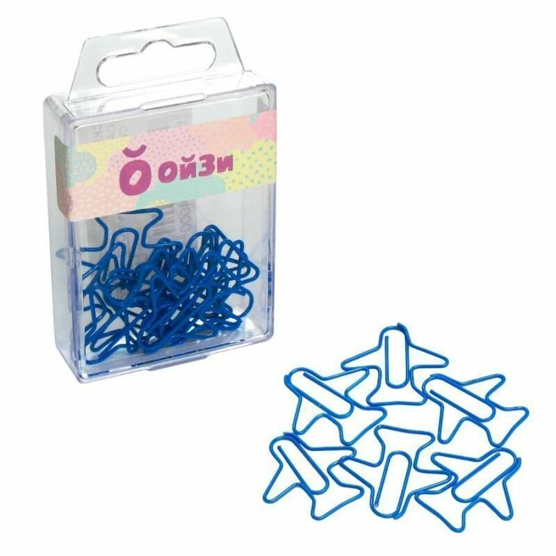 Скрепки GLOBUS "Самолет", 28 мм, фигурные, с полимерным покрытием, синие, 12 шт (С28-12СТС)