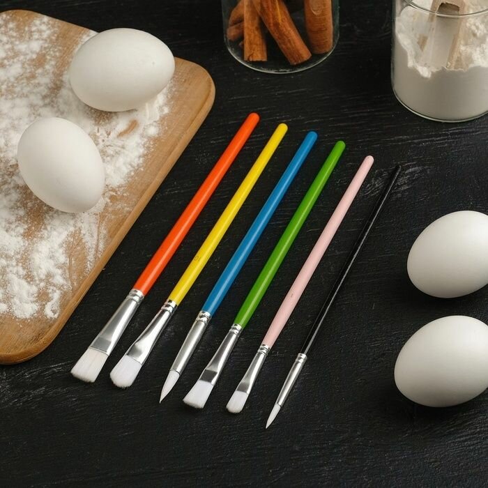 Набор кондитерских кисточек Доляна для декорирования "Леонардо", 6 шт