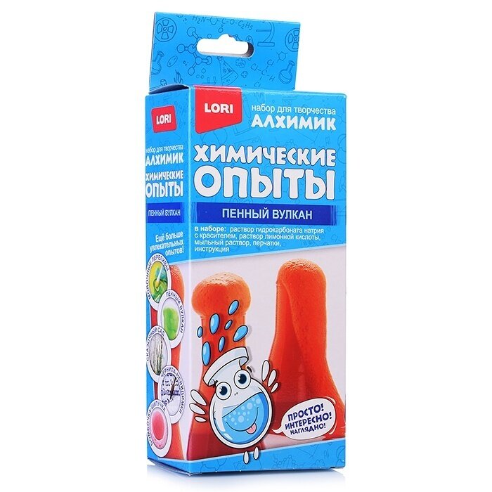 Набор химических опытов LORI Пенный вулкан Красный, детские (Оп-073)