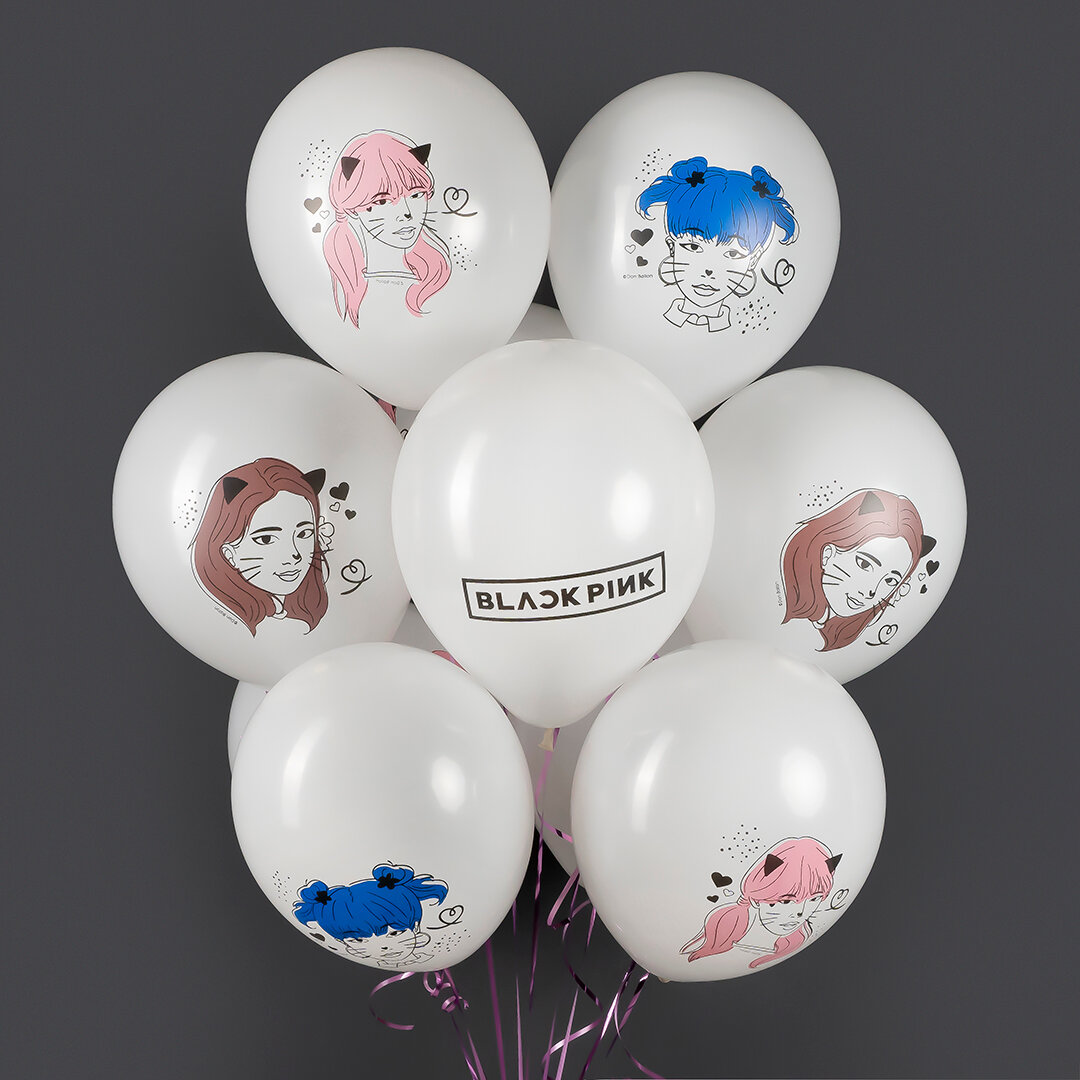 Фонтан из воздушных шаров с гелием K-POP Black Pink