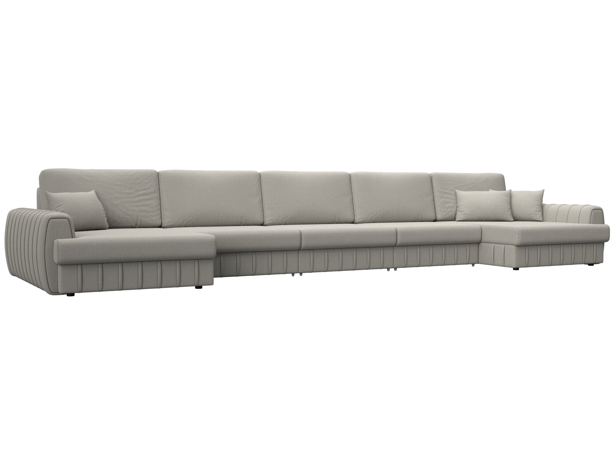 Диван П-образный Лига-057 НПБ Мега, 10-местный, размер: 530х162см, спальное место: 162х243см, рогожка Амур 02 бежевый