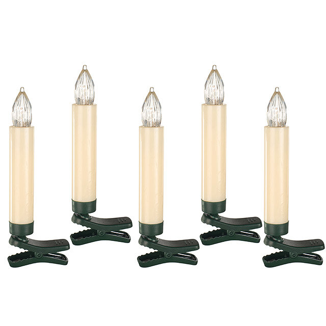 Свечи на елку Accogliente 11 см, 15 шт, теплые белые/разноцветные LED лампы, на клипсе, пульт управления, на батарейках, IP20, Winter Deco, 4060432