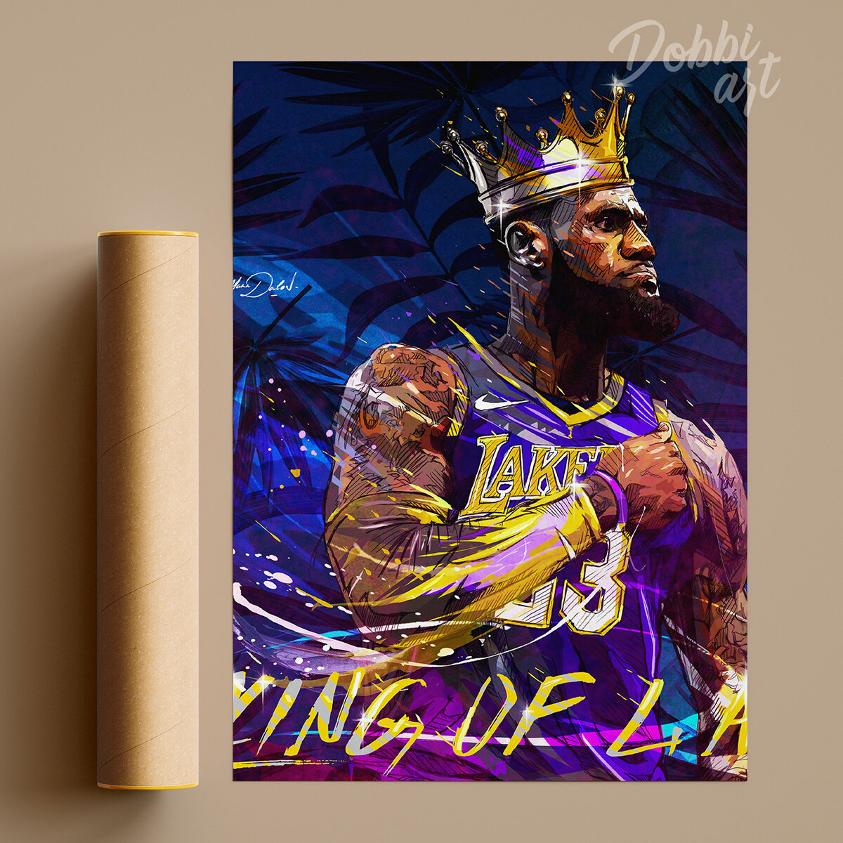 Постер Леброн Джеймс 30х40 см без рамы/ Баскетбол, спорт NBA Lakers/ Спортивный плакат, баскетболист/ Яркий современный постер для интерьера/ Декор стен дома, офиса, подарок парню