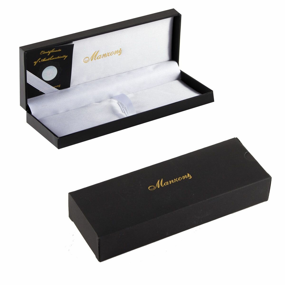 Подарочный футляр MANZONI, искусственная кожа, для 1-2 ручек, черный/белый