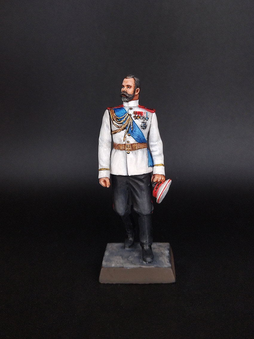 Коллекционная фигурка “Император Николай II” без фуражки — оловянный солдатик, 6,6 см, ручная роспись