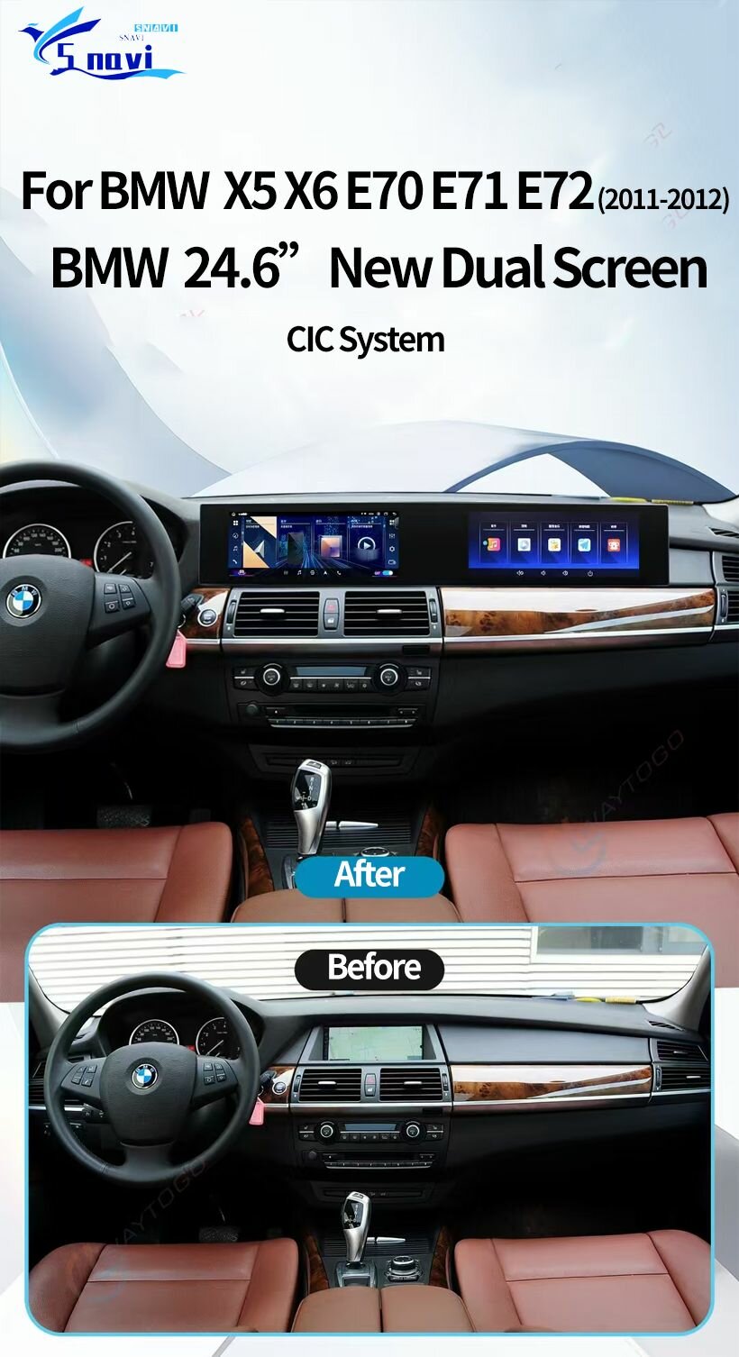 Speed Snavi Для BMW X5 X6 E70 E71 E72 11-12 Год 8+128GB Автомагнитола С 24.6 Дюймов Экран Carplay 2 Din Магнитола