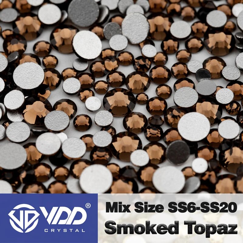 Стразы стеклянные VDD Smoked Topaz SS6-SS20