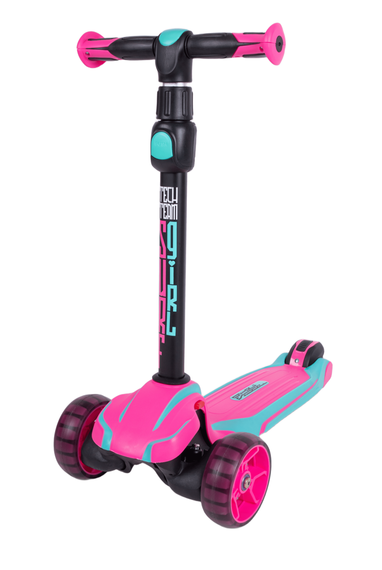 Трёхколёсный самокат Tech Team "Surf Girl", от 3 лет, до 50кг - Pink/Celadon