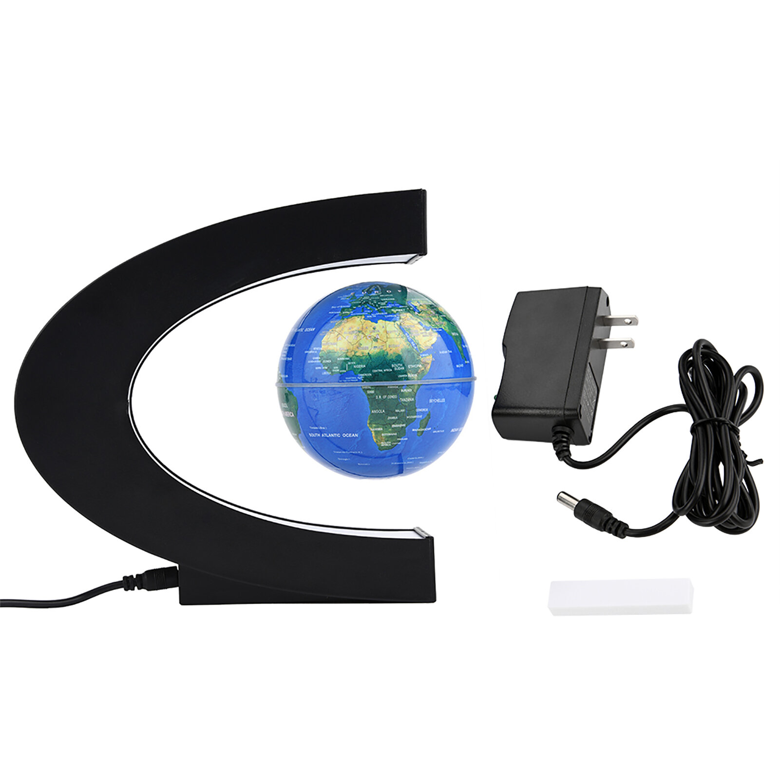 Плавающий глобус Вращающийся глобус на магнитной левитации с цветной светодиодной подсветкой (синий)