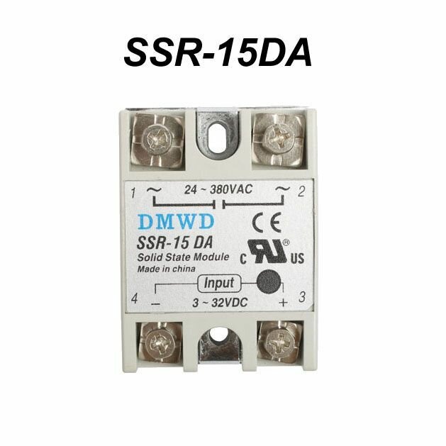 SSR-15DA Твердотельное реле, 15A Однофазный модуль SSR 15DA DC-AC 3-32V 12V DC до 24-380V 220V AC -1 шт.
