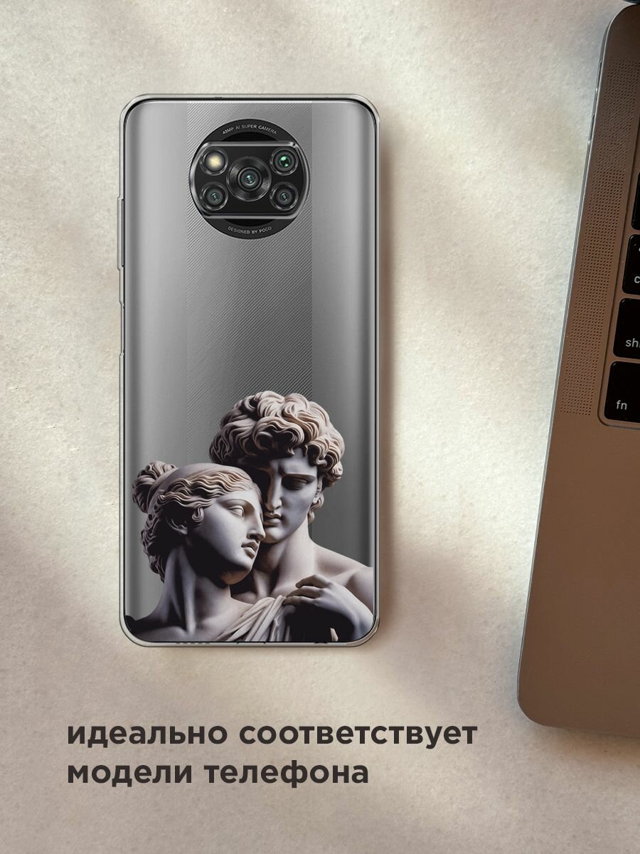 Чехол на Xiaomi Poco X3/X3 Pro / Поко X3/X3 Pro с принтом "Нежные скульптуры - 14 февраля", прозрачный — фото 1