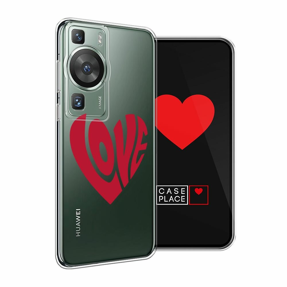 Чехол на Huawei P60/P60 Pro / Хуавей P60/P60 Про с принтом "Love heart 2 - 14 февраля", прозрачный — фото 1