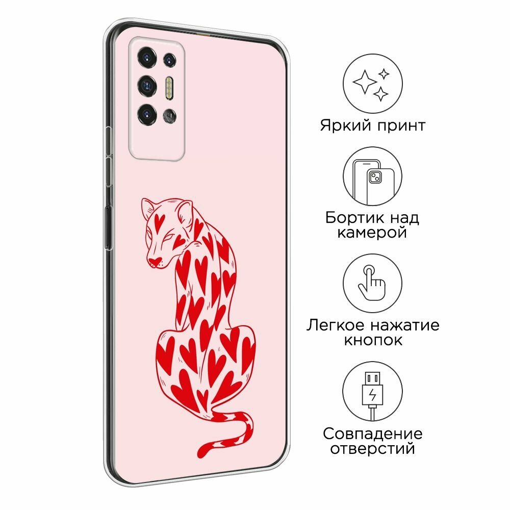 Чехол на Tecno Pova 2 / Текно Пова 2 с принтом "Heart panther 1 - 14 февраля" — фото 1