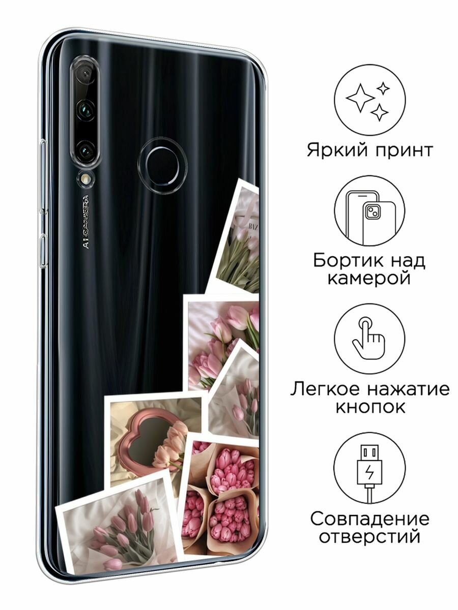 Чехол на Honor 10i/20 Lite 2019/20e/Huawei P Smart Plus 2019 / Хонор 10i с принтом "Весенние фото - 8 марта", прозрачный — фото 1