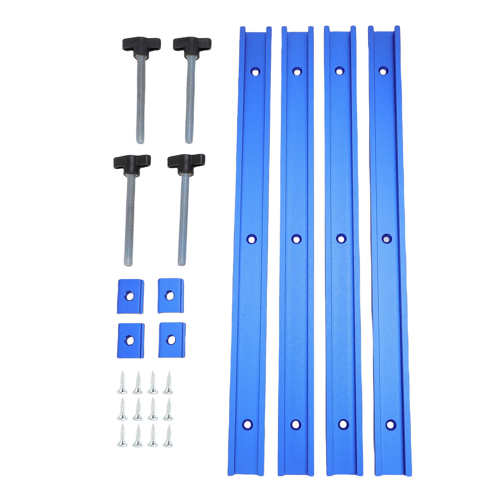 Комплект направляющих с Т-образным пазом из алюминиевого сплава, 400 мм, направляющие скольжения и направляющие M8 для деревообрабатывающей прессовой плиты, пильный стол, синий.