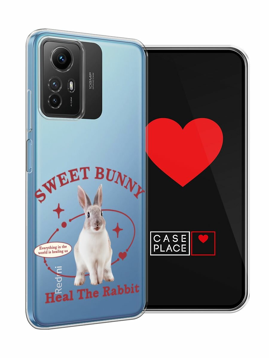 Чехол на Xiaomi Redmi Note 12S / Сяоми Редми Ноут 12S с принтом "Heal the rabbit", прозрачный — фото 1