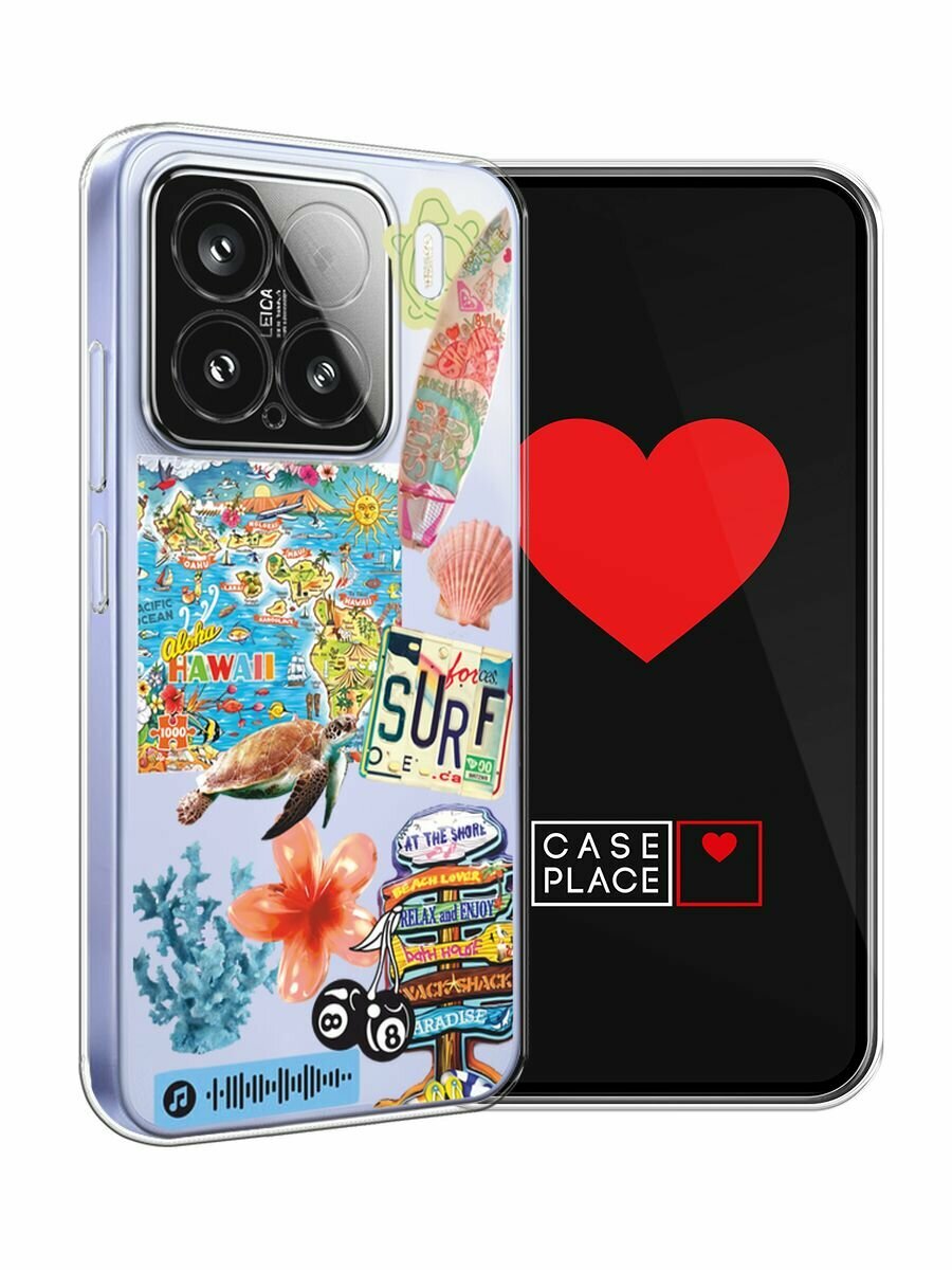 Чехол на Xiaomi 15 / Сяоми 15 с принтом "Summer collage", прозрачный — фото 1
