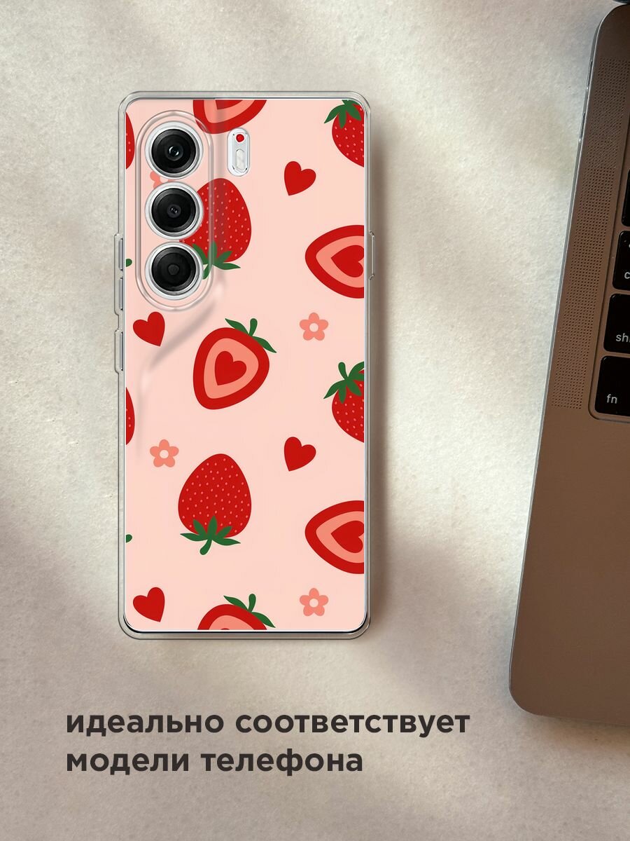 Чехол на Tecno Camon 40 Pro 5G / Текно Камон 40 Про 5G с принтом "Heart strawberries 1 - 14 февраля" — фото 1