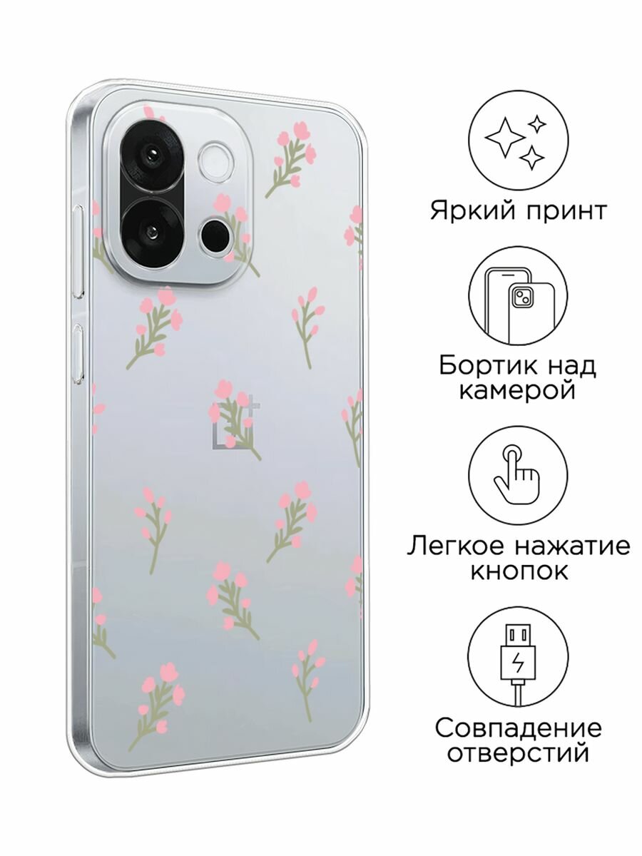Чехол на OnePlus 13T / Ван Плас 13Т с принтом "Цветущие веточки", прозрачный — фото 1