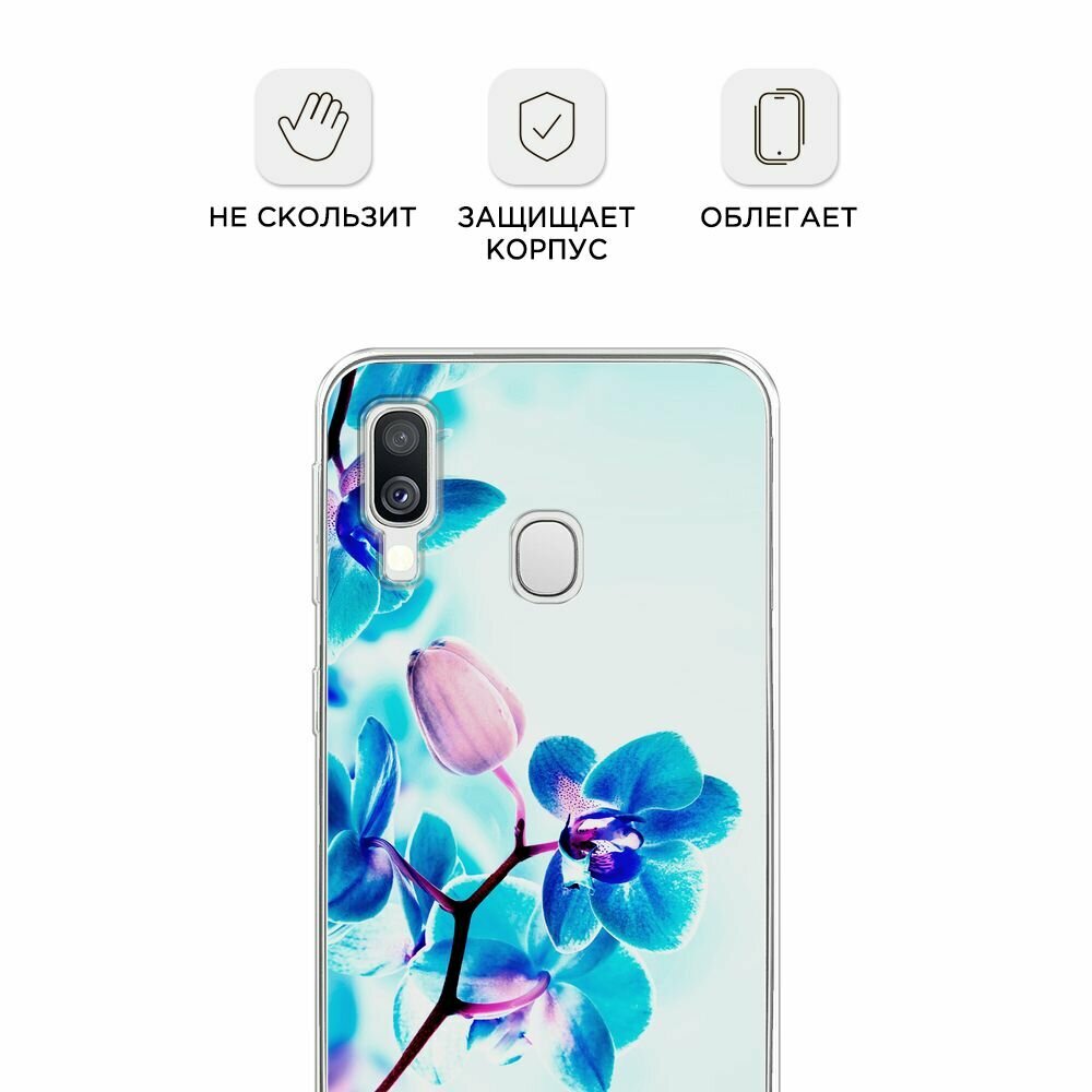 Чехол на Samsung Galaxy A40 / Самсунг Галакси А40 с принтом "Голубая орхидея" — фото 1
