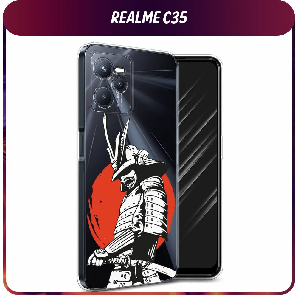 Чехол на Realme C35 / Реалми C35 с принтом "Самурай с катаной", прозрачный