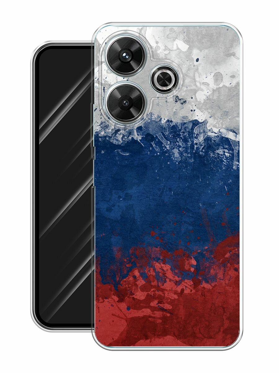Чехол на Xiaomi Redmi Note 13R/Redmi 13/Poco M6 4G/M6 Plus / Сяоми Редми Ноут 13R с принтом "Флаг России неровный" — фото 1