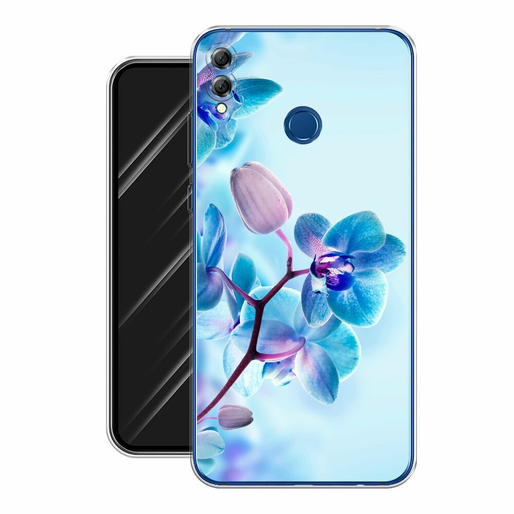 Силиконовый чехол на Honor 8X / Хонор 8Х с принтом "Голубая орхидея" — фото 1