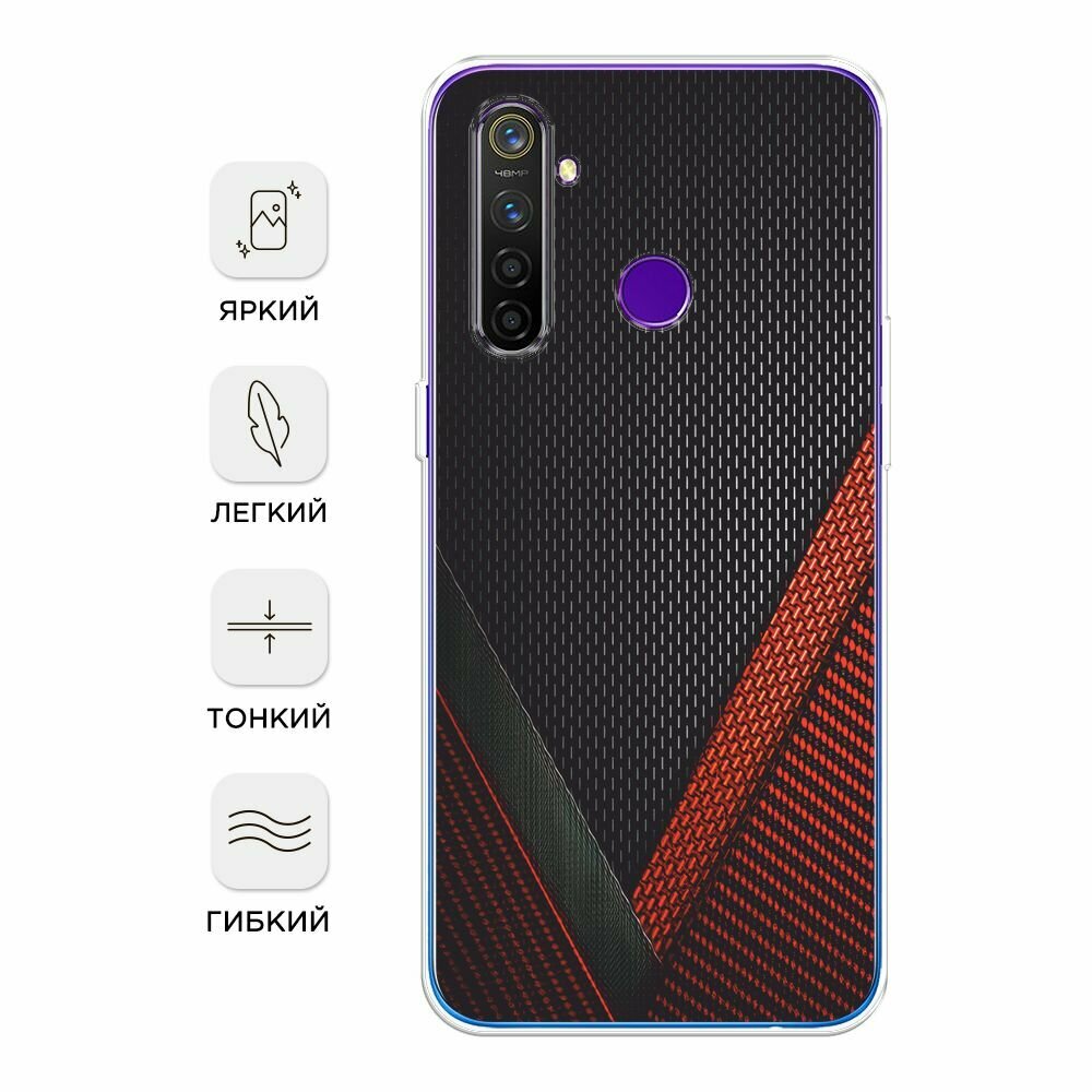 Чехол на Realme 5 Pro / Реалми 5 Про с принтом "Красный карбон" — фото 1